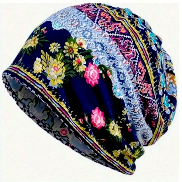 unb | Accessories | Vintage Floral Print Beanieboho Coldproof Warm Knit ...